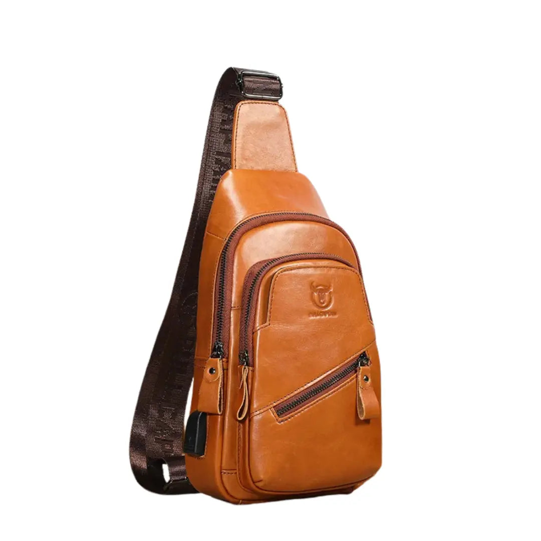Mochila Transversal Masculina de Couro Taurus